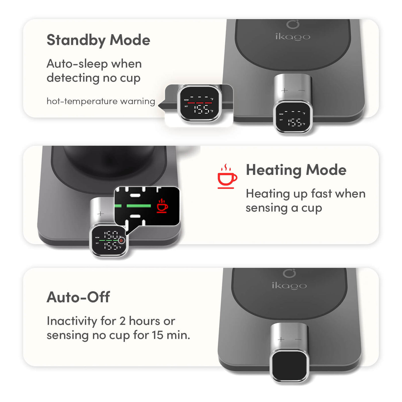 Heated Coaster - Coffee Warmer - smart & precise | ikago