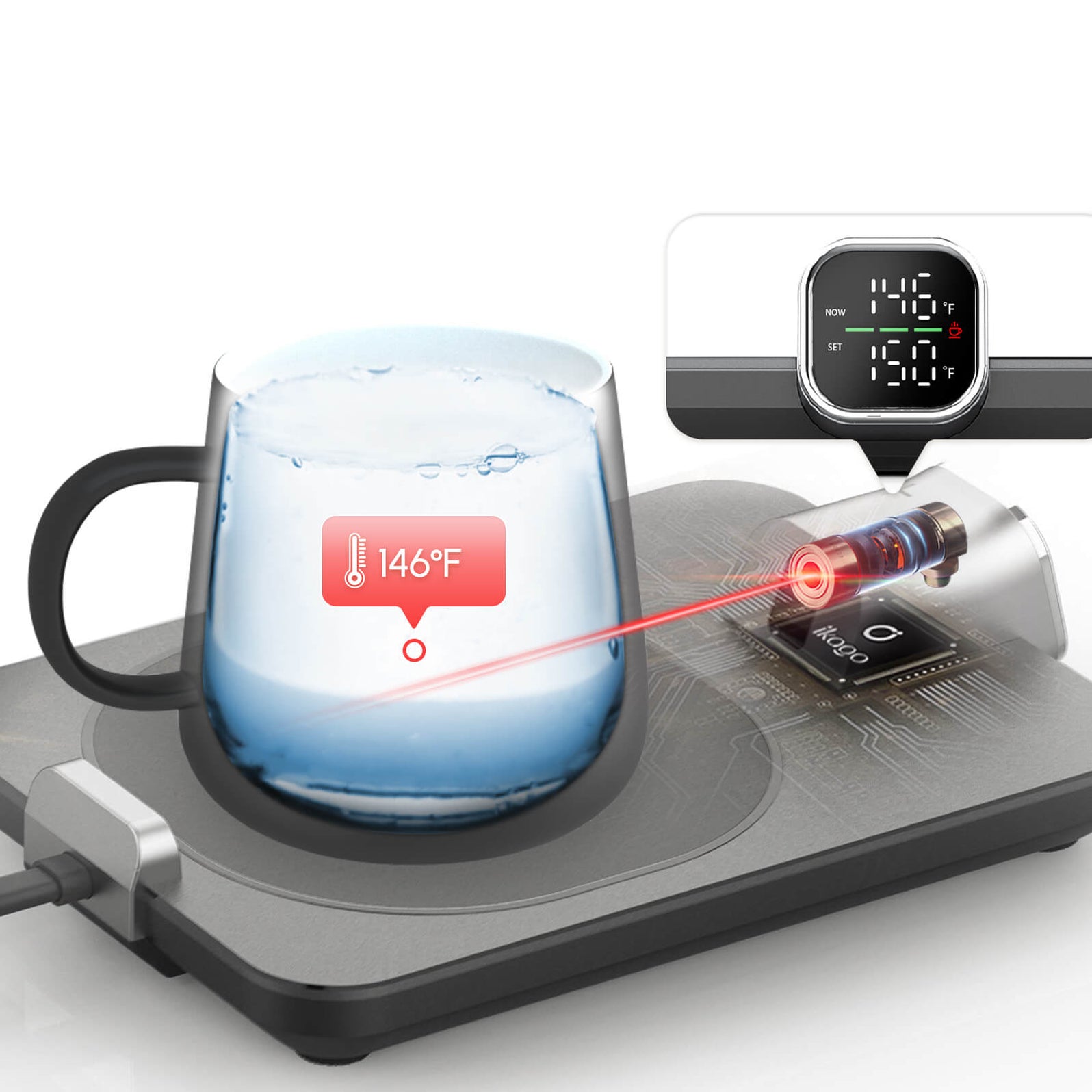 Heated Coaster - Coffee Warmer - smart & precise | ikago